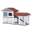 Two Floors Wood Outdoor Indoor Roof Waterproof Bunny Hutch Rabbit Cage ...