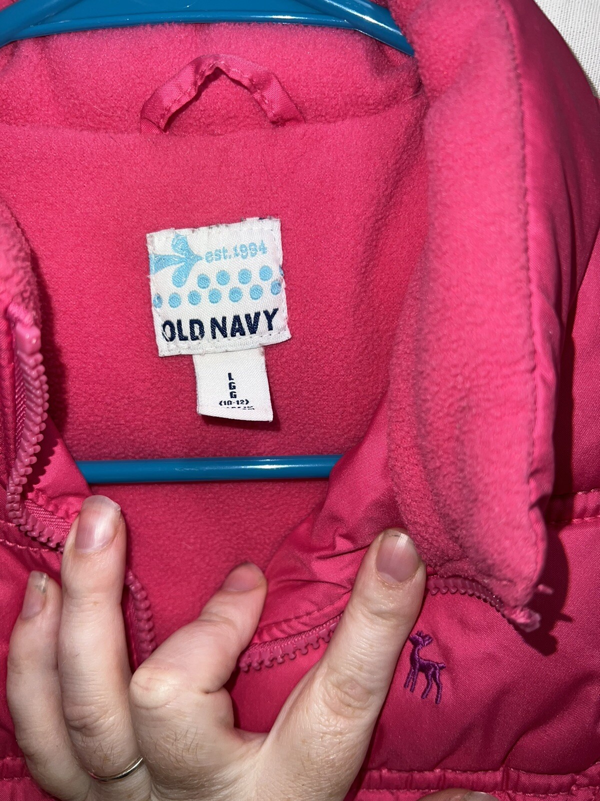 Old Navy Girls Puffer Vest Jacket Size L/G (10-12) Pink Fleece Lined 2 ...