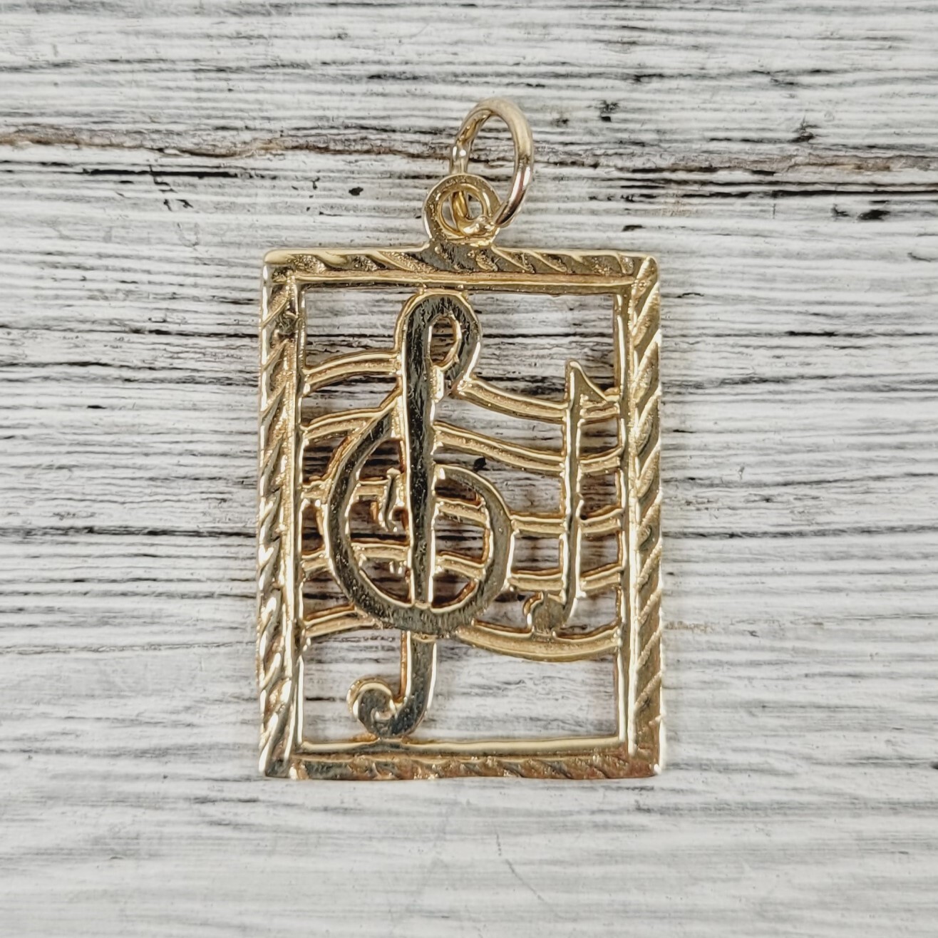 Vintage Musical Notes Treble Clef 14K Yellow Gold Pen… - Gem