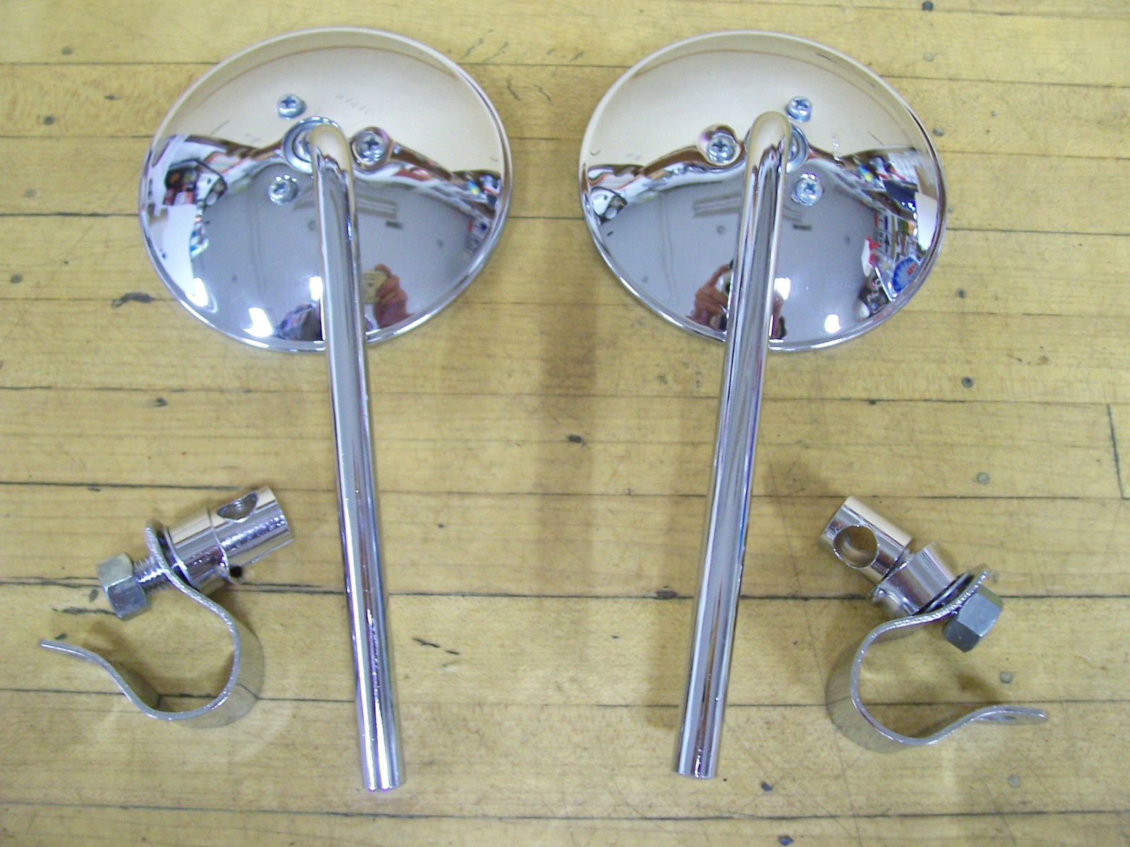 Vintage Chrome NOS Motorcycle Scooter Mirrors 6" TALL Cushman Vespa ...