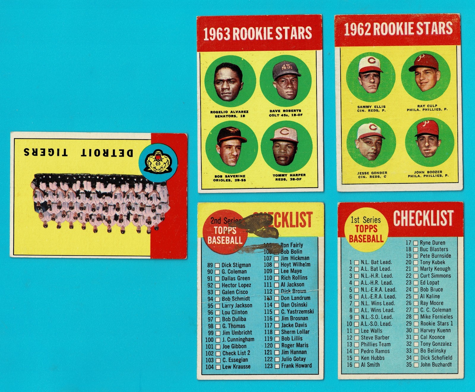 1963 Topps baseball partial set lot 28 different RCs checklists high ...
