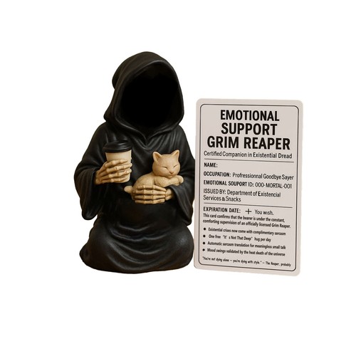 Emotional Support Grim Reaper Statue, Gothic Black Robe Mysterious ...