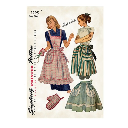Simplicity Sewing Pattern Multicolor Misses Aprons and Oven Mitt 1948 ...