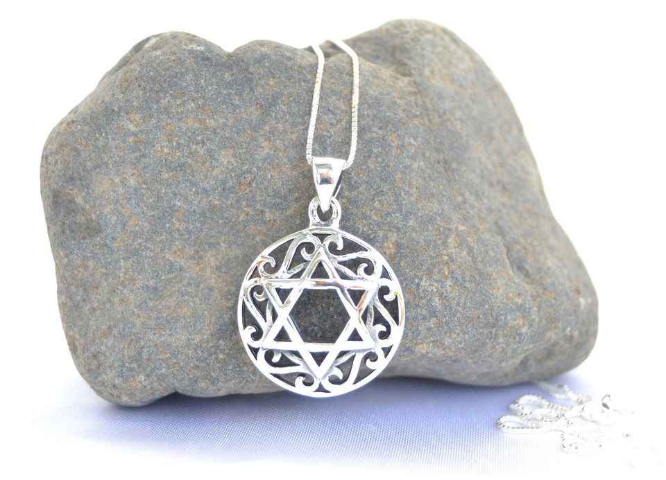 Sterling Silver Jewish chain&pendant Israel Star of David/Magen David ...