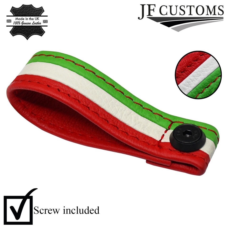 ITALIAN FLAG LEATHER TAILGATE BOOT PULL STRAP HANDLE FITS FIAT 500 ...