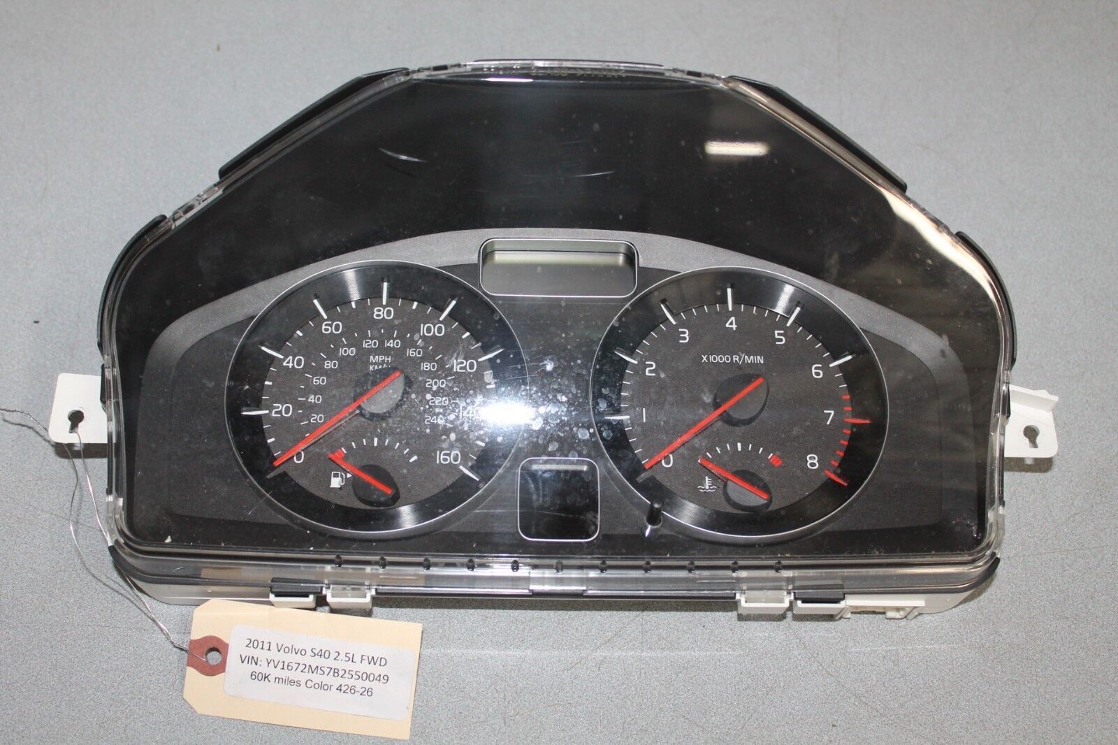 2008 - 2011 VOLVO S40 2.5L SPEEDOMETER INSTRUMENT PANEL CLUSTER GAUGES ...