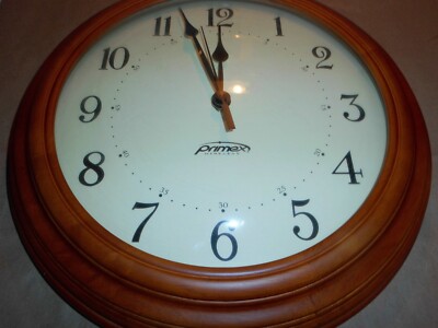 PRIMEX WIRELESS BATTERY CLOCK WITH 16" WOOD CASE NEW | eBay