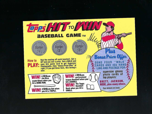 1981 Topps Hit to Win Baseball Game Scratch Off Insert Card | eBay