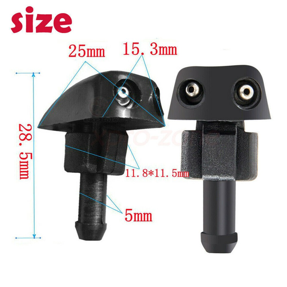 Set of 2 Universal Window Windshield Washer Fluid Spray Nozzle Sprayer ...