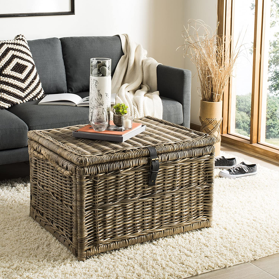 HPM9001C Caden 30" Wicker Storage Trunk, Collapsible for Flat Storage ...