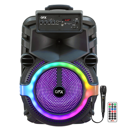 QFX PBX-158 15" Rechargeable PA Speaker +TWS-BT/USB/SD/FM/LED-Light ...