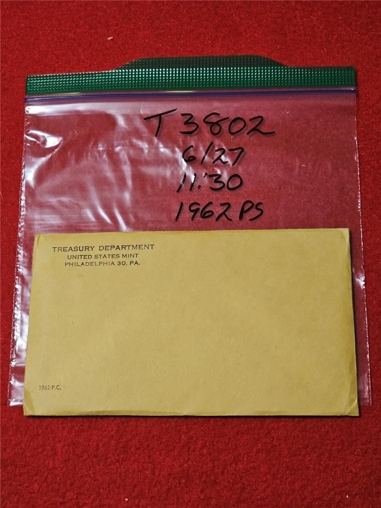 1962 Philadelphia Silver Proof Set. UNOPENED Envelope of issue #MF ...