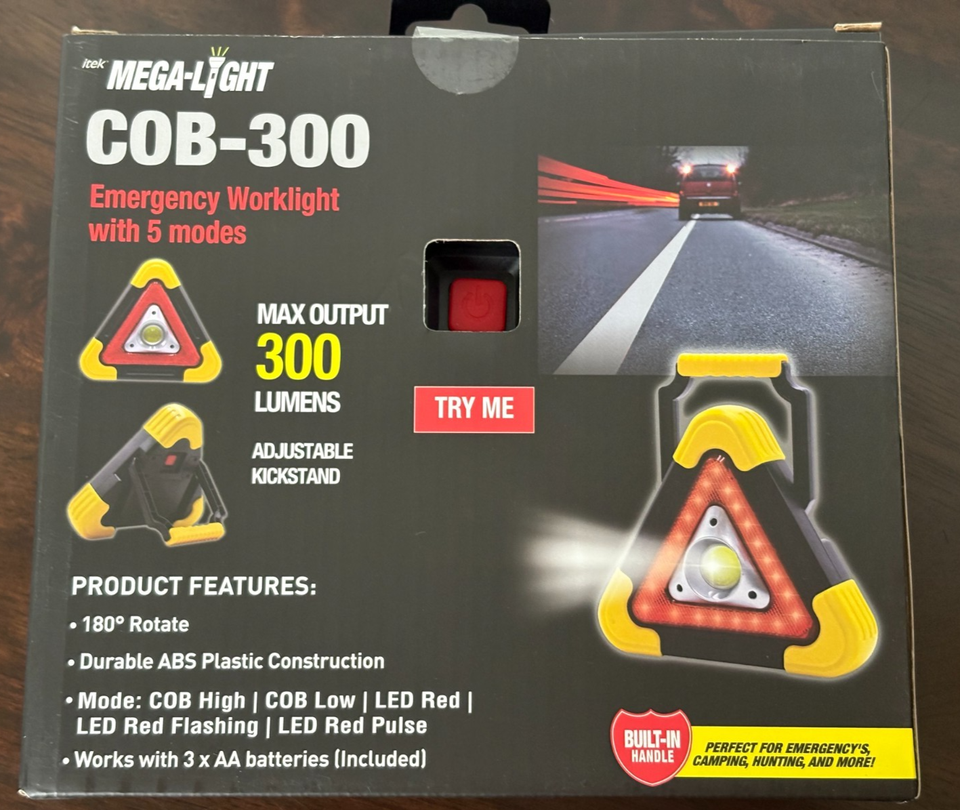 300 Lumens COB LED Emergency Roadside Breakdown Light-Itek Mega-Light ...