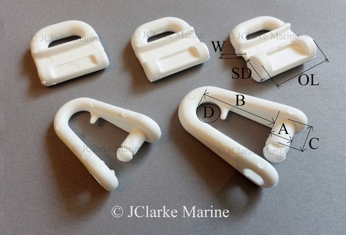 Low Friction Sail Slide slug hook and snap on shackle sail track ...