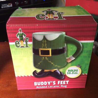 ELF Buddy's Feet 15.5oz Green Ceramic Mug 3-D iCup | Christmas Gift ...