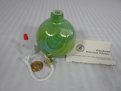 UNBURNED Enchanted Meadow Glass Candle Lamp Kit w/ Fiberglass Wick ...