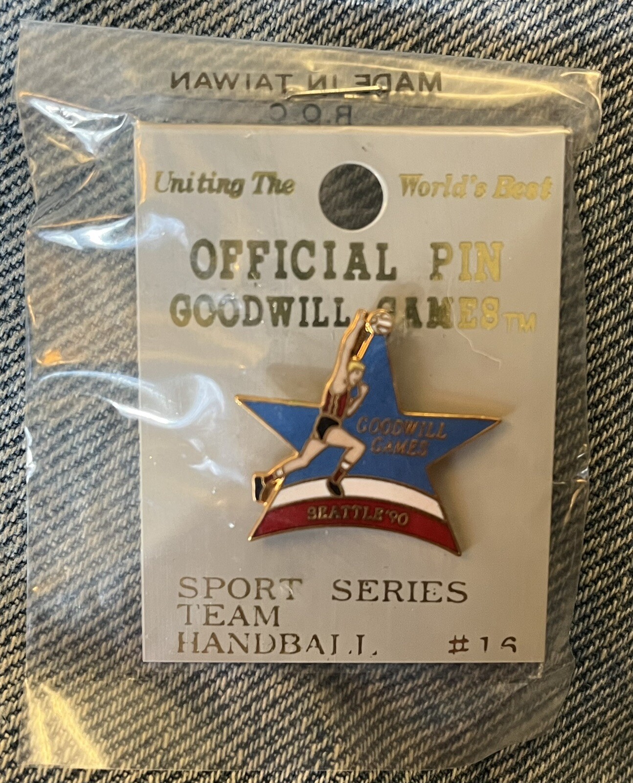 Handball Pin ~ 1990 Goodwill Games in Seattle, USA~NOS on card ...