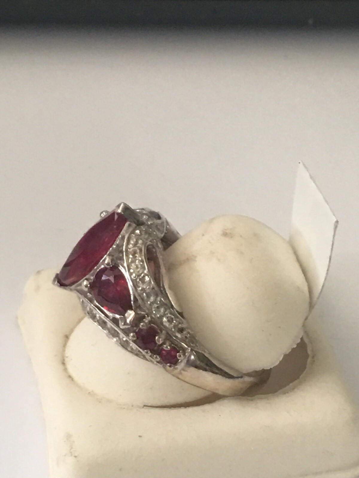 Beautiful Chuck Clemency Sterling 925 STS Red & Clear Gemstone Ring ...