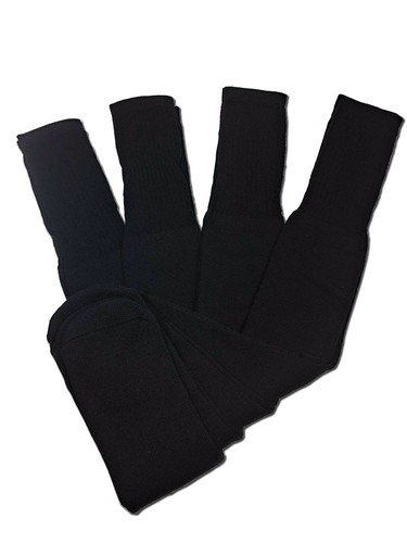4 Pairs Mens Black Tube Socks Big and Tall Extra Long Thick Cotton - 28 ...