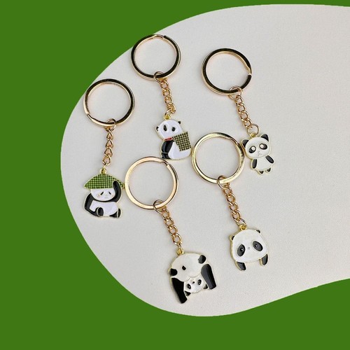 Charms Panda Car Keychain Panda Key Ring Animal Key Chains Enamel ...