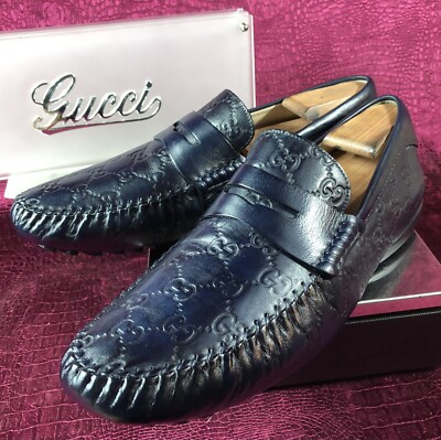$890 Mens Blue Gucci Supreme Drivers Sz 9.5 G / 10.5 D US Made In ITALY ...
