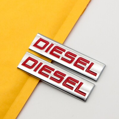 2Pcs Chrome Red Metal Diesel Logo 3D Letter Emblem Car Fender Trunk ...