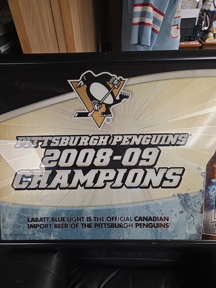 39" X 27" PITTSBURGH PENGUINS 2008-09 STANLEY CUP CHAMPIONS LABATT'S ...