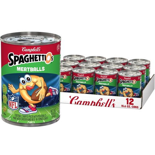SpaghettiOs Football Shaped Canned Pasta with 15.6 Ounce (Pack of 12 ...
