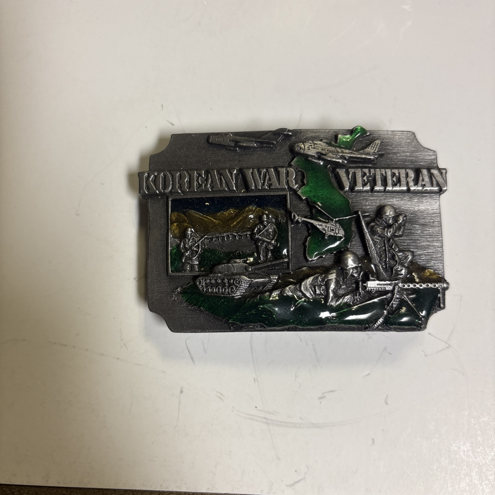 Vintage Korean War Veteran Belt Buckle - Gem