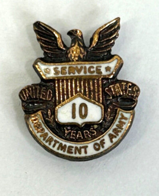 Vintage US Department Of The Army 10 Year Service Pin | eBay