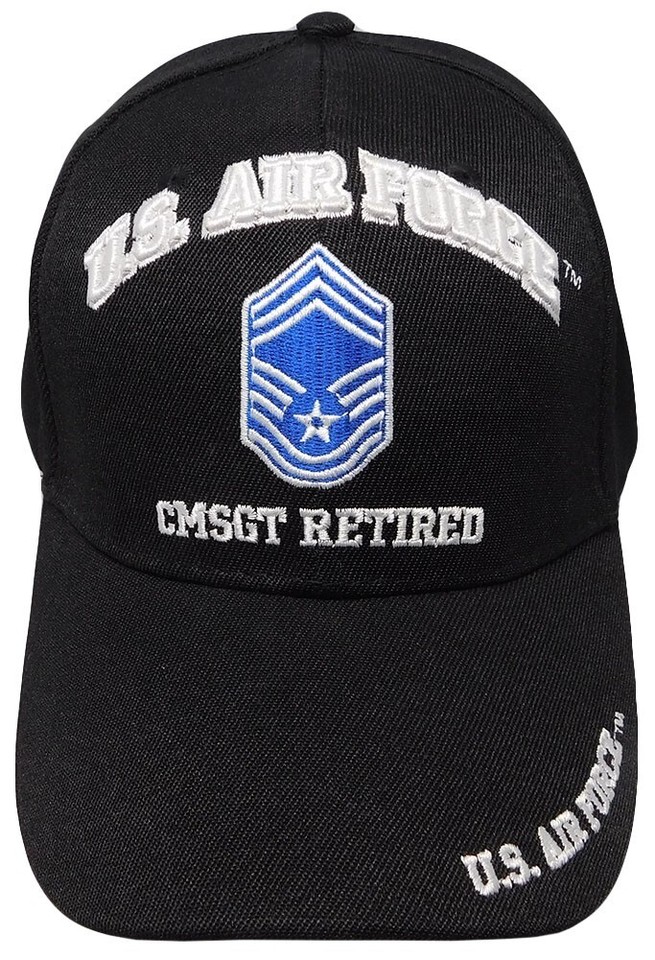 U.S. Air Force CMSGT Retired Black USAF Embroidered Ball Cap Hat ...