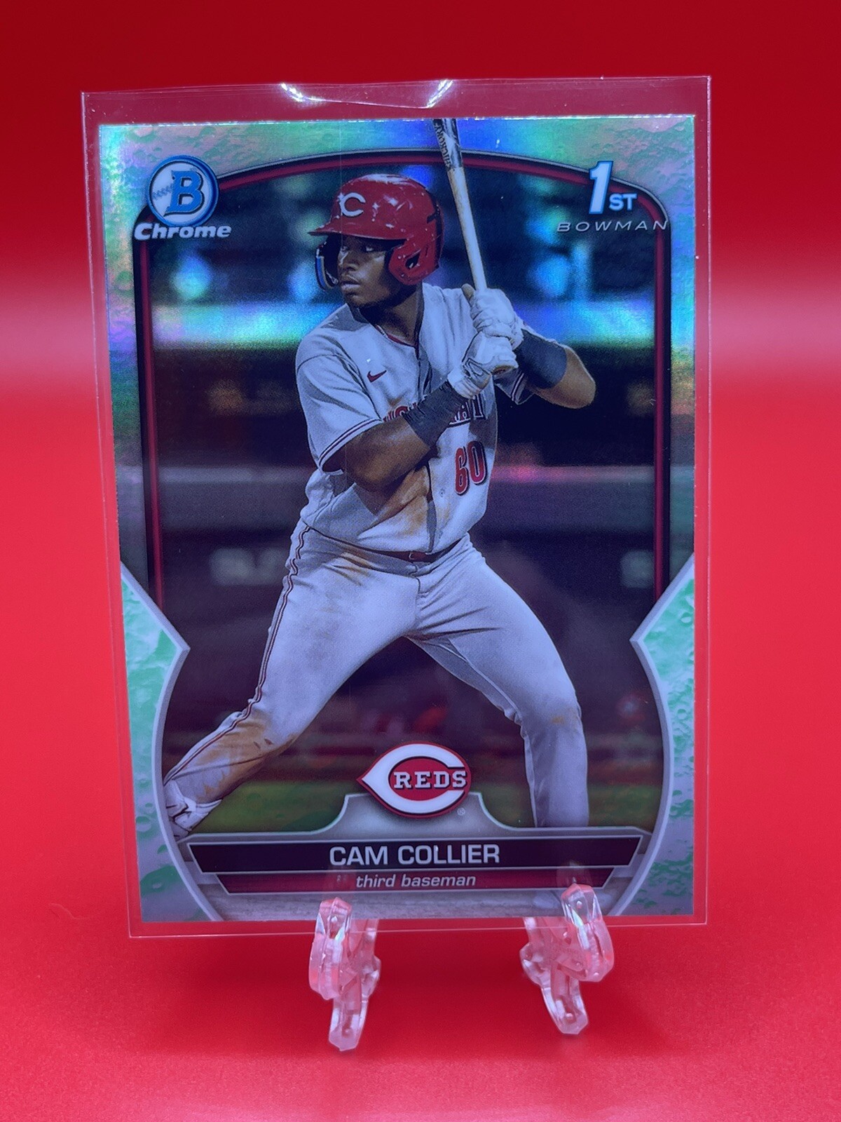 Cam Collier 2023 Bowman 1ST Chrome Lunar Glow Refractor SP Reds RC #BCP ...
