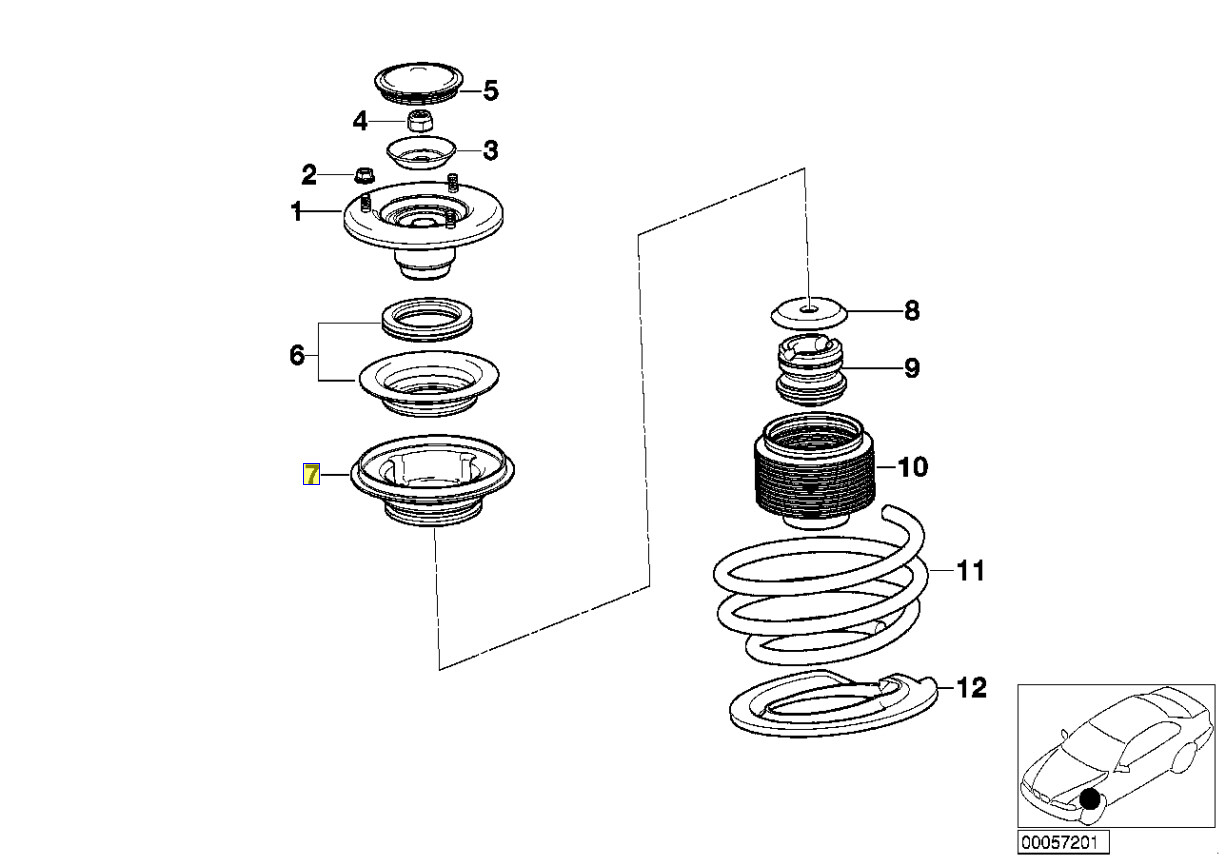 BMW Front Strut Coil Spring Upper Rubber Shim Pad Mount 31331091233 New ...