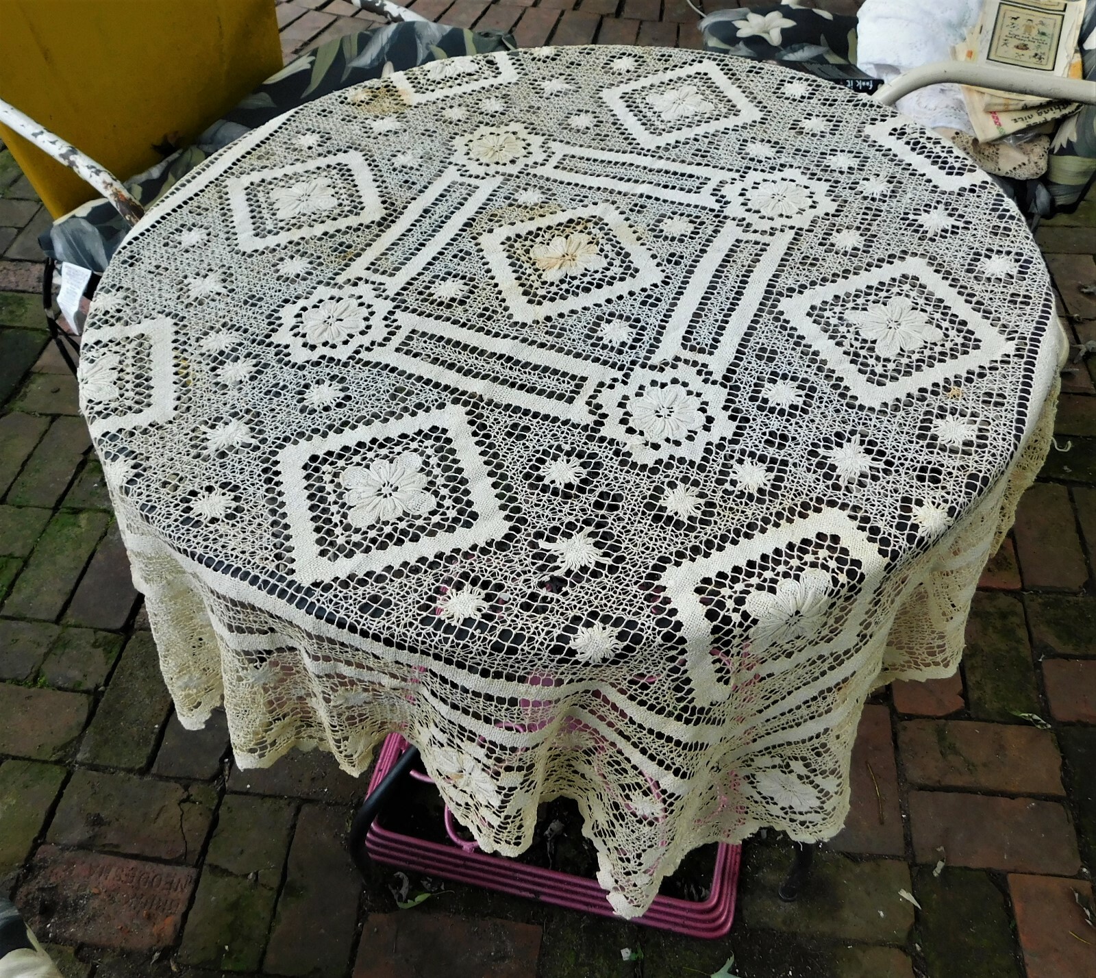 ANTIQUE HANDMADE FILET CROCHET TABLECLOTH 49 by 51.5 #1 | eBay