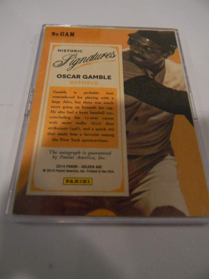 2014 Panini Golden Age Historic signatures Oscar Gamble on card auto ...