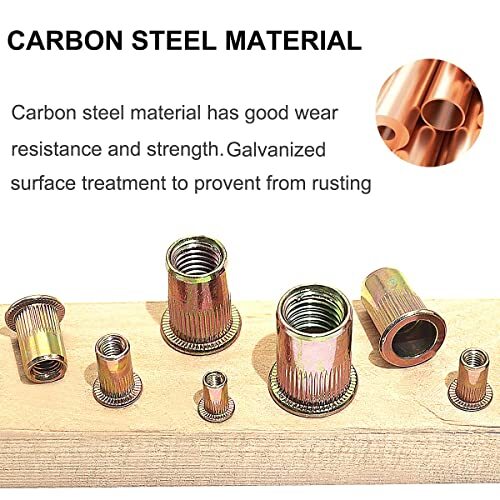 400Pcs SAE & Metric Rivet Nut Kit Carbon Steel Rivnut Threaded Inserts ...
