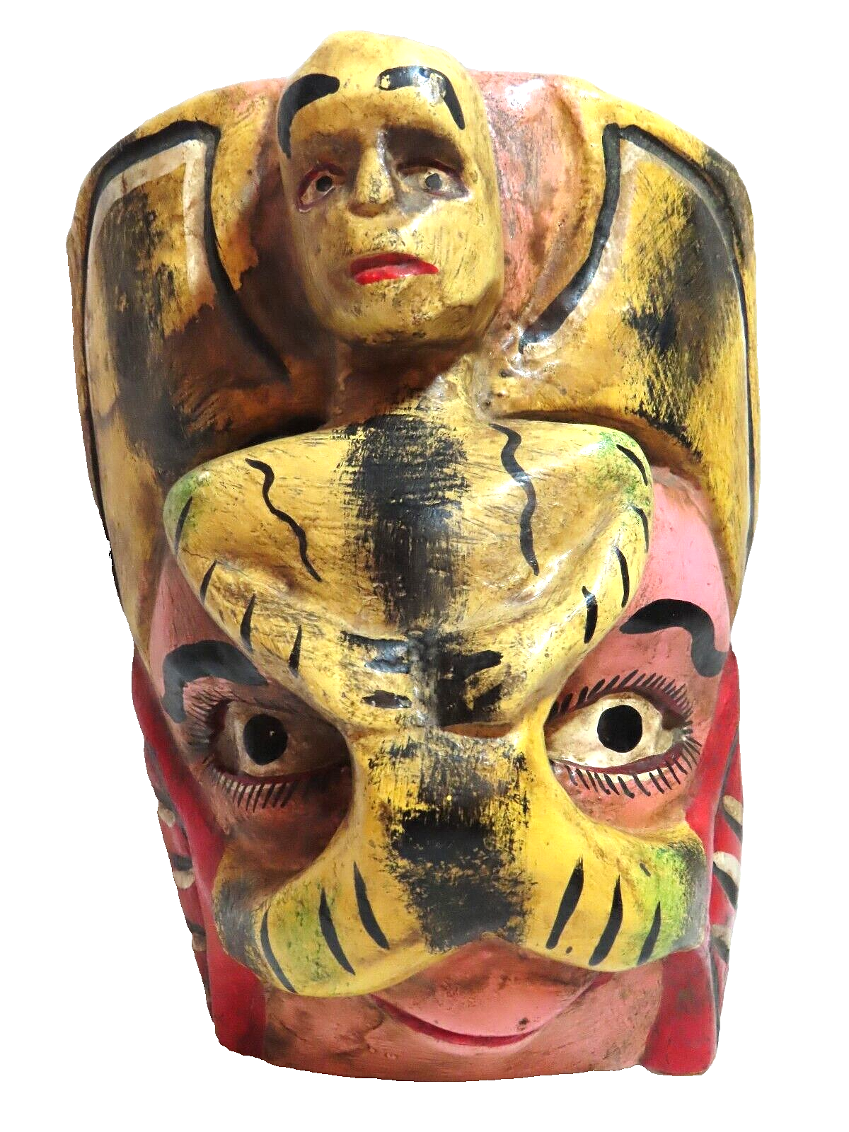 Guerrero Wood Mask "Winged Figure on Face" Vintage Mexican Folk Art 9. ...