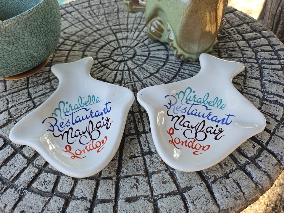 2 Vintage Mirabelle Restaurant Mayfair London Cigarette Ashtray Trinket ...