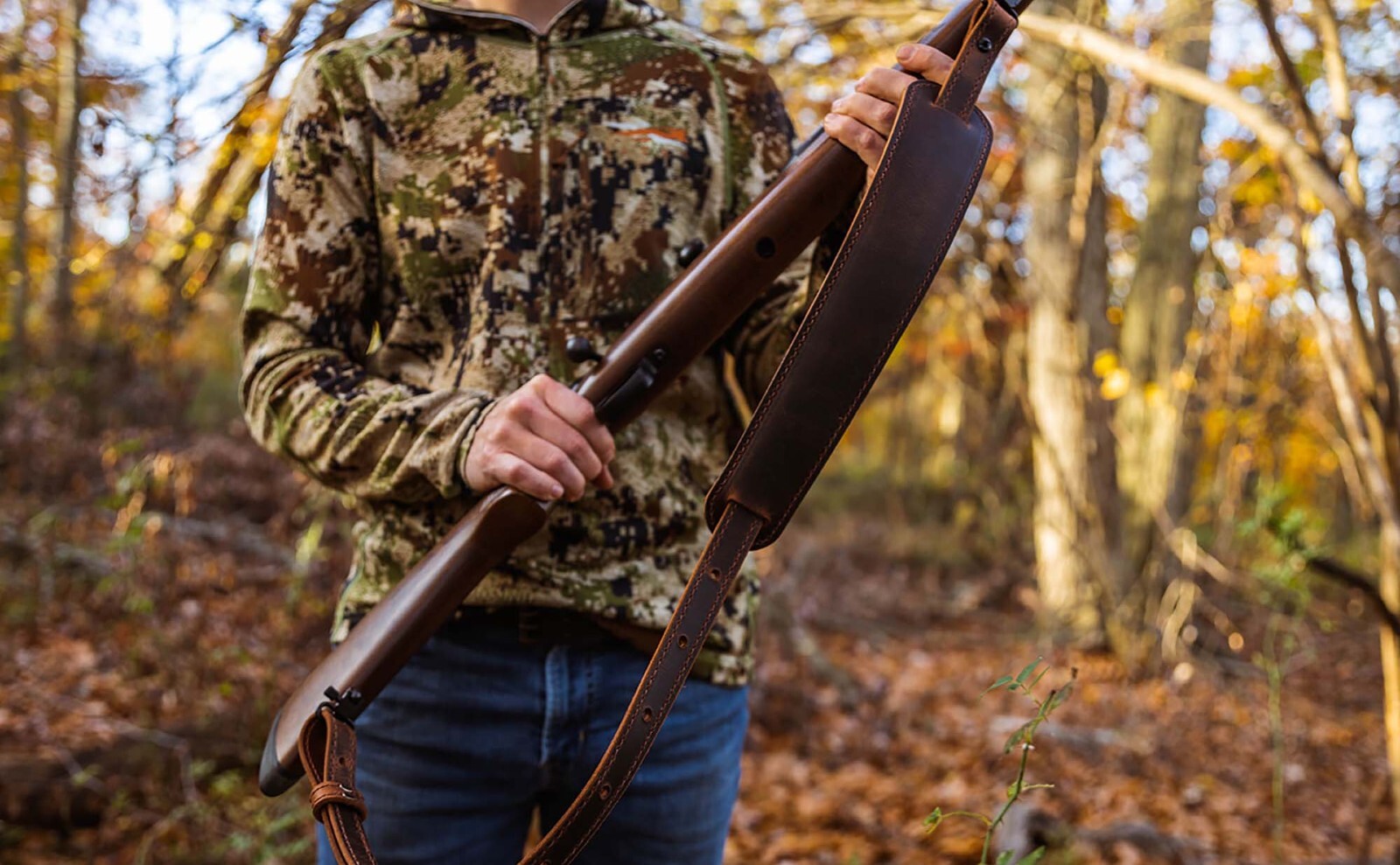 Nohma Leather_Buffalo Leather Rifle Gun Sling, Crazy Horse Brown_Amish ...