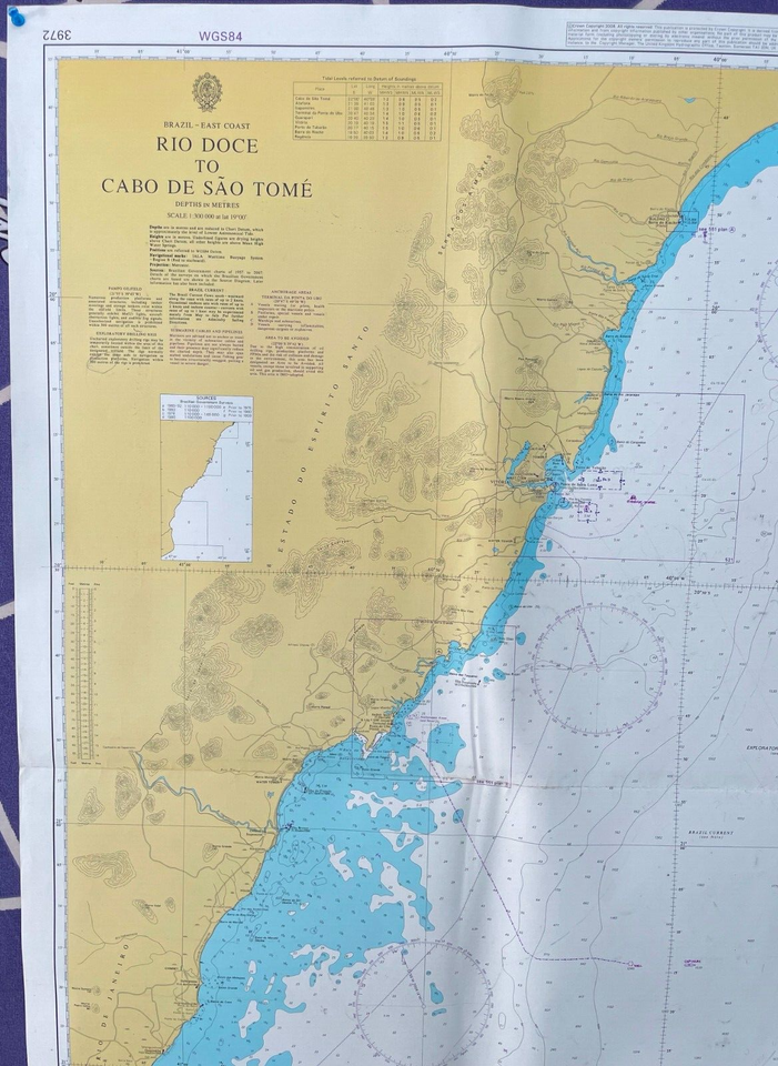 Admiralty 3972 BRAZIL EAST COAST RIO DOCE TO CABO DE SAO TOME Map Chart ...