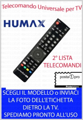 TELECOMANDO UNIVERSALE TV DECODER SAT e DIGITALE HUMAX - SCEGLI MODELLO ...
