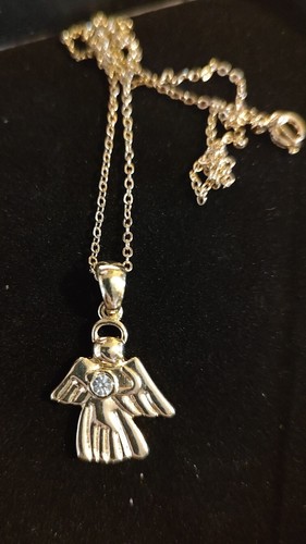 Gold Color Angel Necklace w/Clear Jewel Jewelry 17" Chain #GTRY | eBay