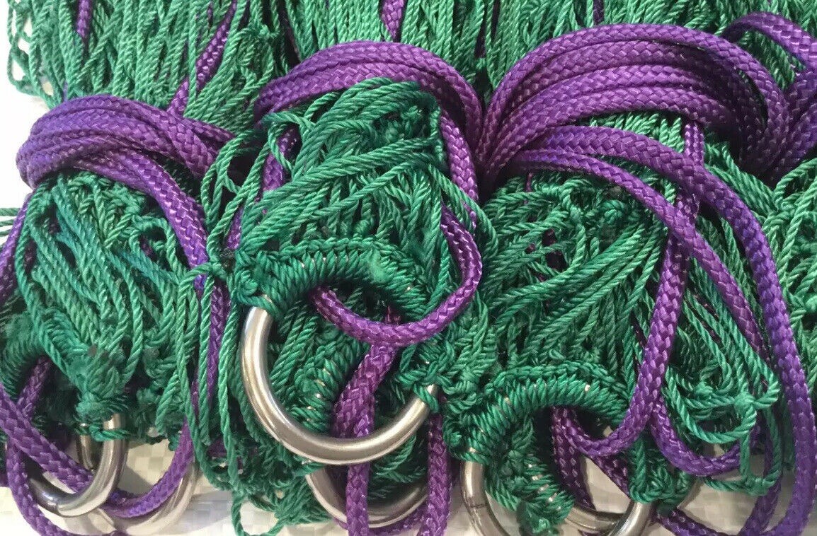 10 x 8z HEAVY DUTY GREEN - PURPLE 4ft NYLON PURSE NETS RABBIT FERRETING ...