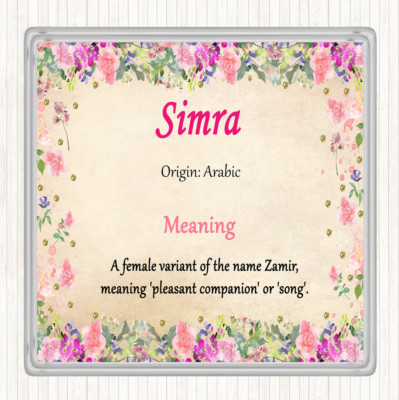 Simra Name Meaning Drinks Mat Coaster Floral | eBay