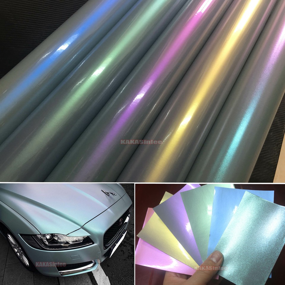 Sample Center Car Chameleon Satin Chrome Pearl Metal Vinyl Wrap PVC ...