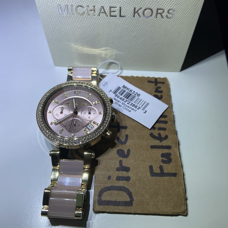 Michael Kors Parker Gold Dial Two Tone Steel Strap Watch for Women ...