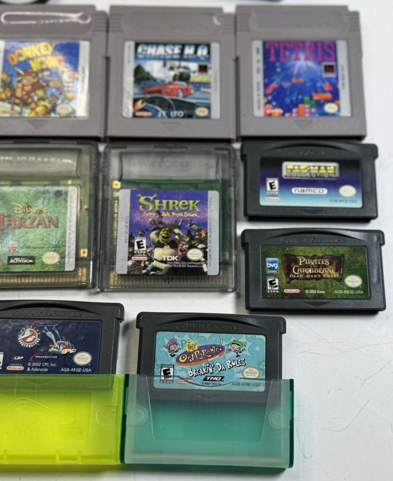 Nintendo Game Boy Advance SP Silver Bundle 2 Cases Cords & 12 Games | eBay