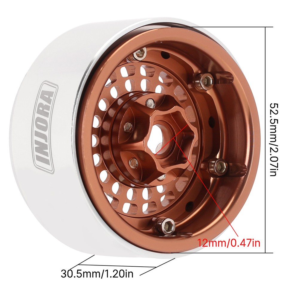 INJORA -10mm Offset Aluminum 1.9 Beadlock Wheels for SCX10 Pro TRX4 VS4 ...