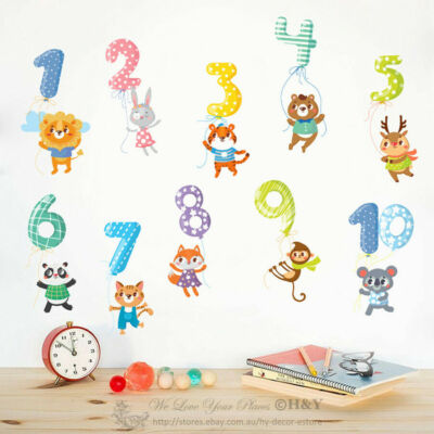 Educational Numbers 1-10 Kids Wall Stickers Nursery Decor Vinyl Decal ...