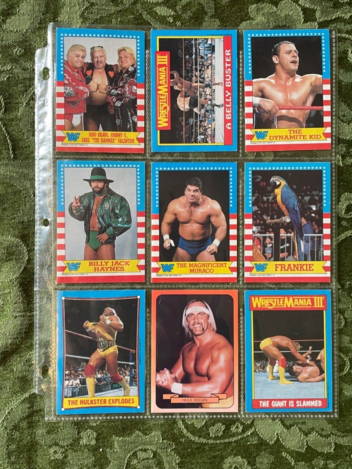 Sheet of 9 Vintage Wrestling Trading Cards Including Hulk Hogan and ...